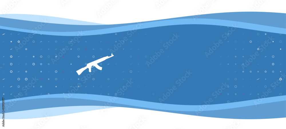Blue wavy banner with a white assault rifle symbol on the left. On the ...