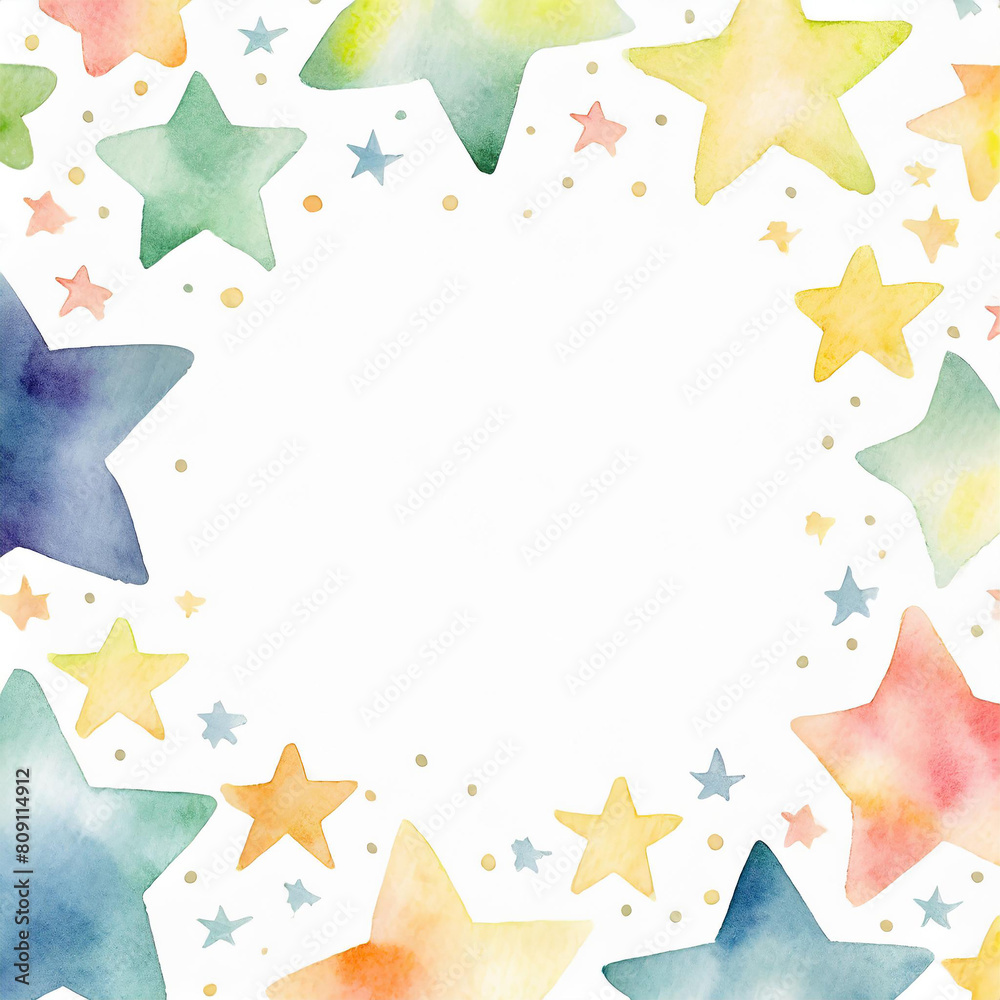 Watercolor painting star frame border background Stock Illustration ...