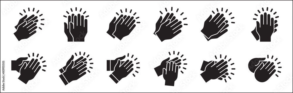 Hand clapping icon. Applause symbol. Hand claps icon set symbol of ...