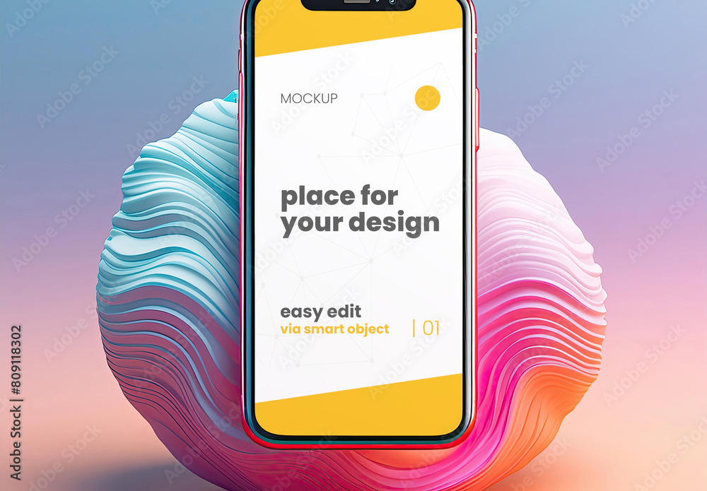 Cellphone with 3d color effects mockup 03 Generative Ai Stock Template ...