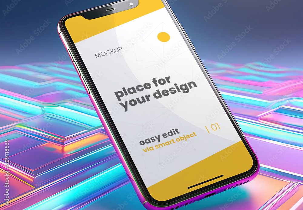Cellphone with 3d color effects mockup 07 Generative Ai Stock Template ...
