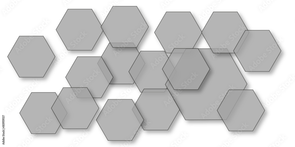 Abstract white and gray with hexagon and hexagonal background. Luxury grey pattern with hexagons ...