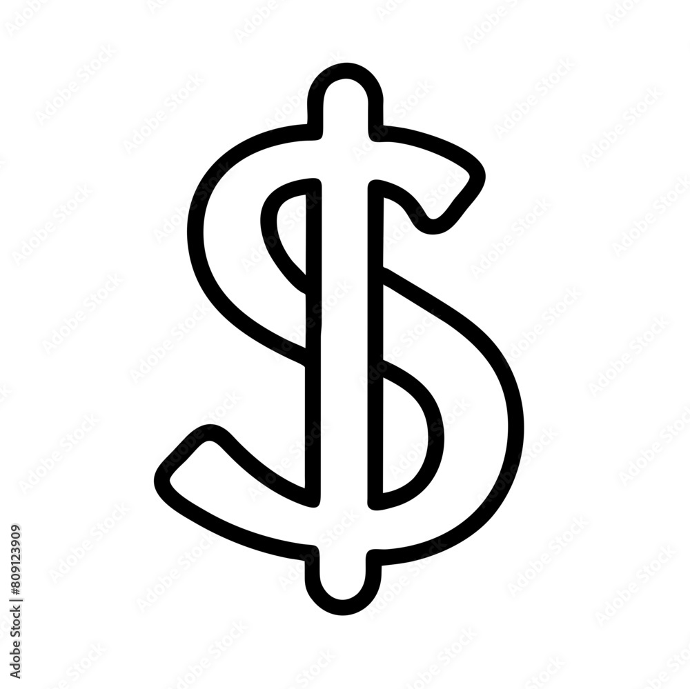 Vector Black and White Dollar Sign for Finance or Pricing, Symbolizing ...