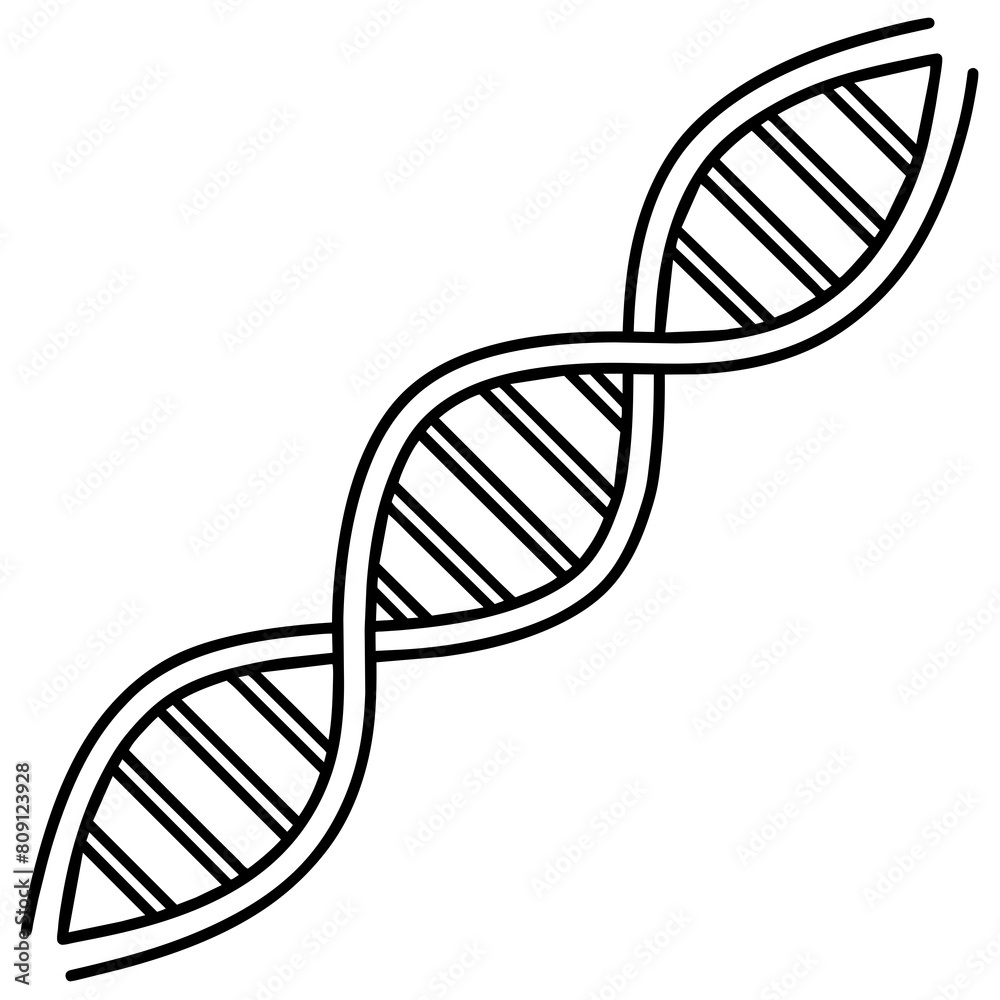 Vector Black and White DNA Double Helix Icon on White Background for ...