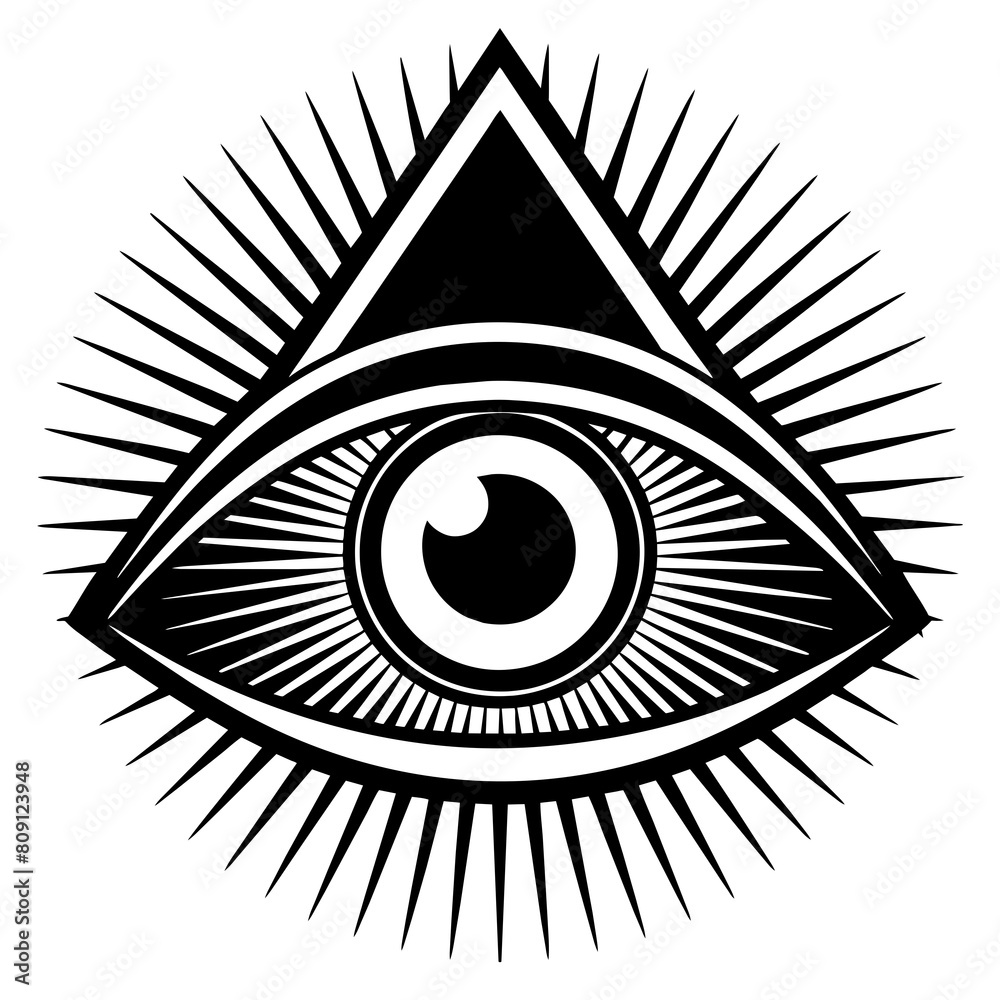 Vector Black and White Eye Icon on White Background for Visibility or ...