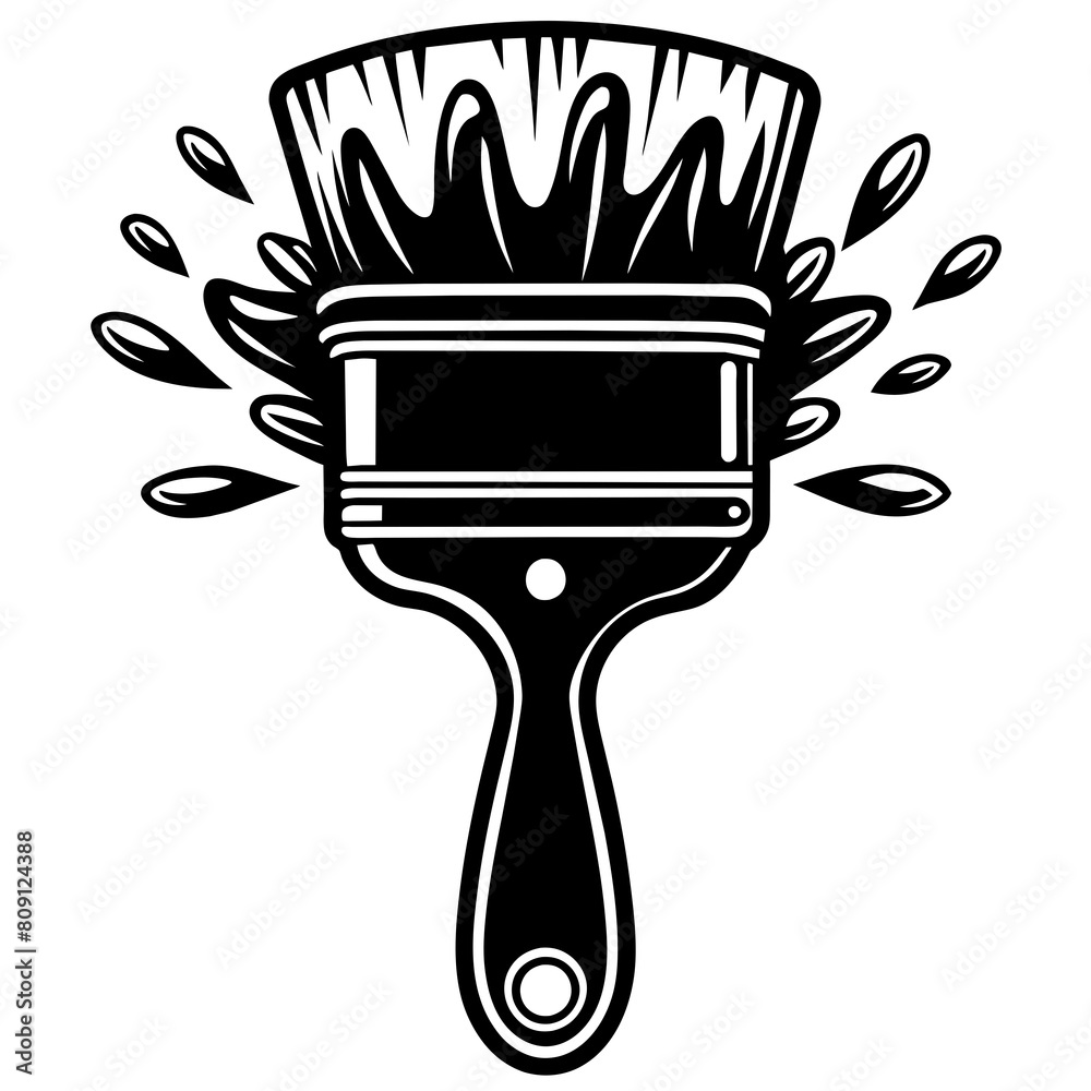 Vector Black and White Paintbrush Icon for Creativity or Design ...