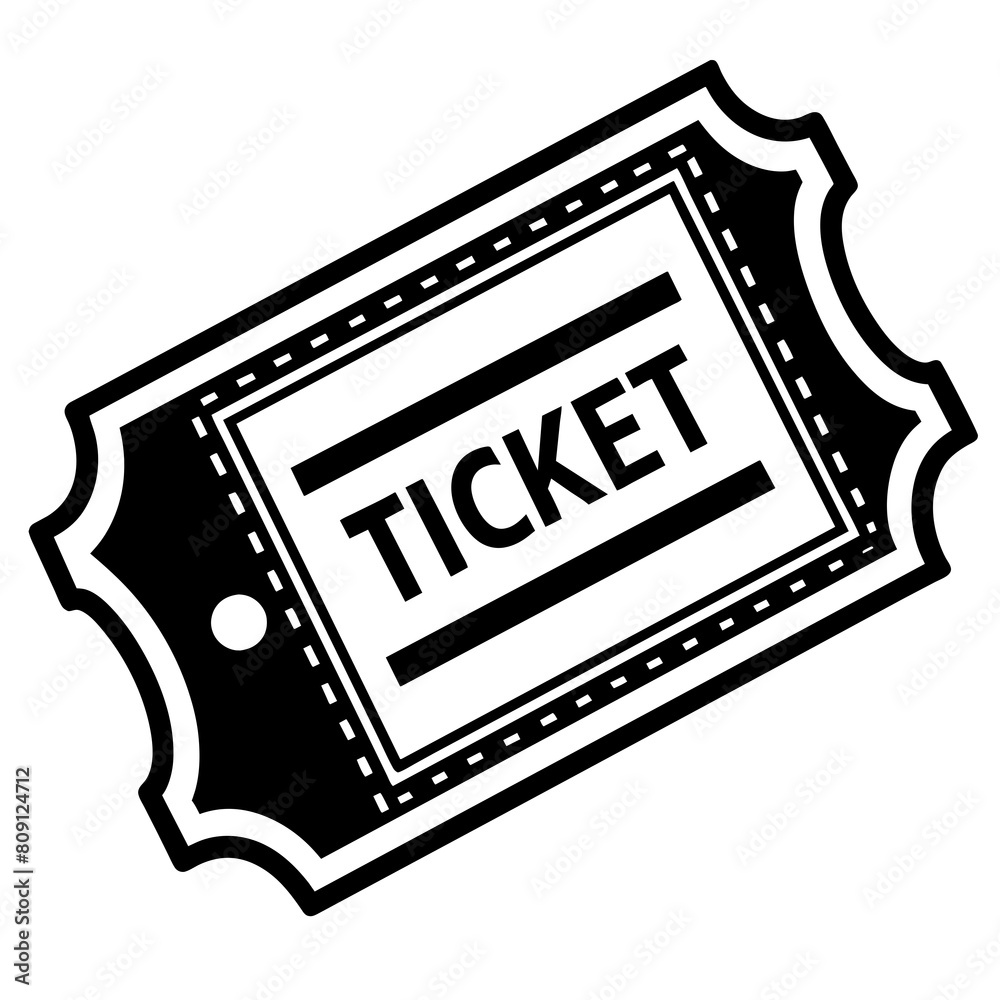 Vector Black and White Ticket Stub Icon on White Background for Events ...