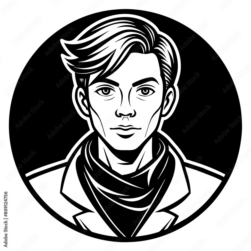 Vector Black and White User Avatar on White Background for Profile or ...
