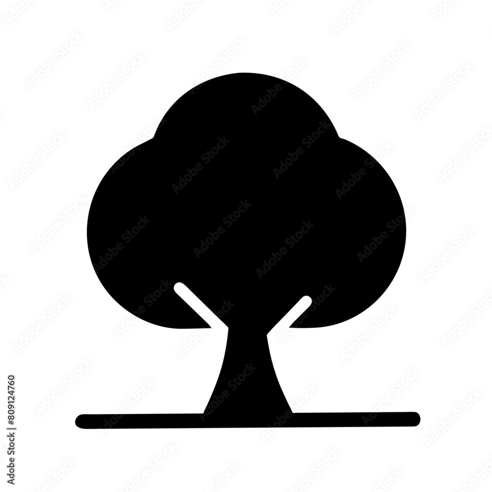 Vector Black and White Tree Icon on Transparent Background for ...