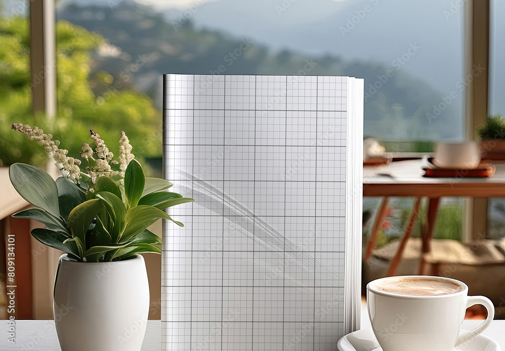 Magazine on table cover mockup 02 Generative Ai Stock Template | Adobe ...