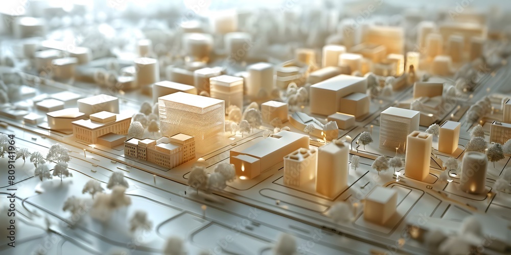 3D map showing building zones in a zoning ordinance. Concept Zoning ...