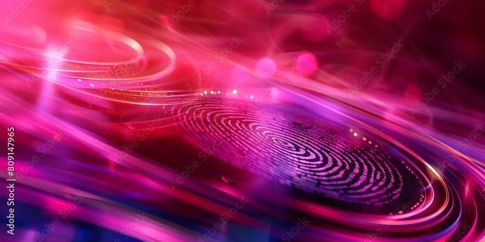 Pink futuristic fingerprint biometric scan technology for cyber ...