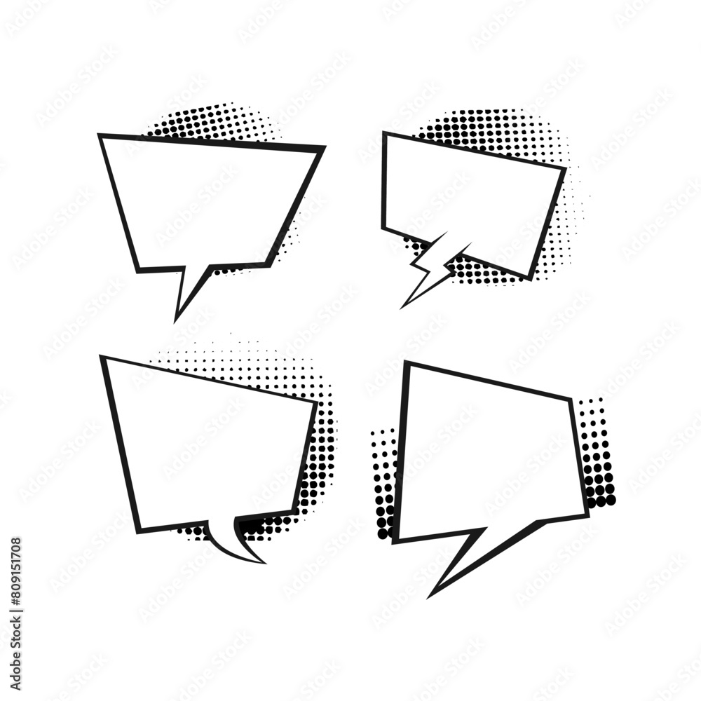 Blank template comic text speech square bubble. Dialog empty comic box ...
