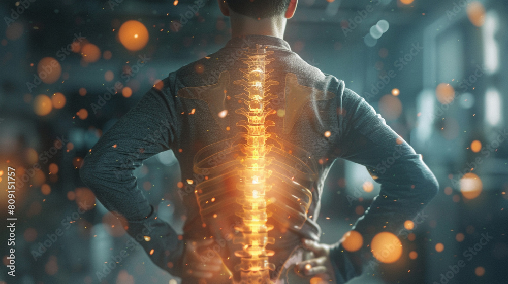 Office Worker Experiencing Lower Back Pain. Concept Desk Setup ...