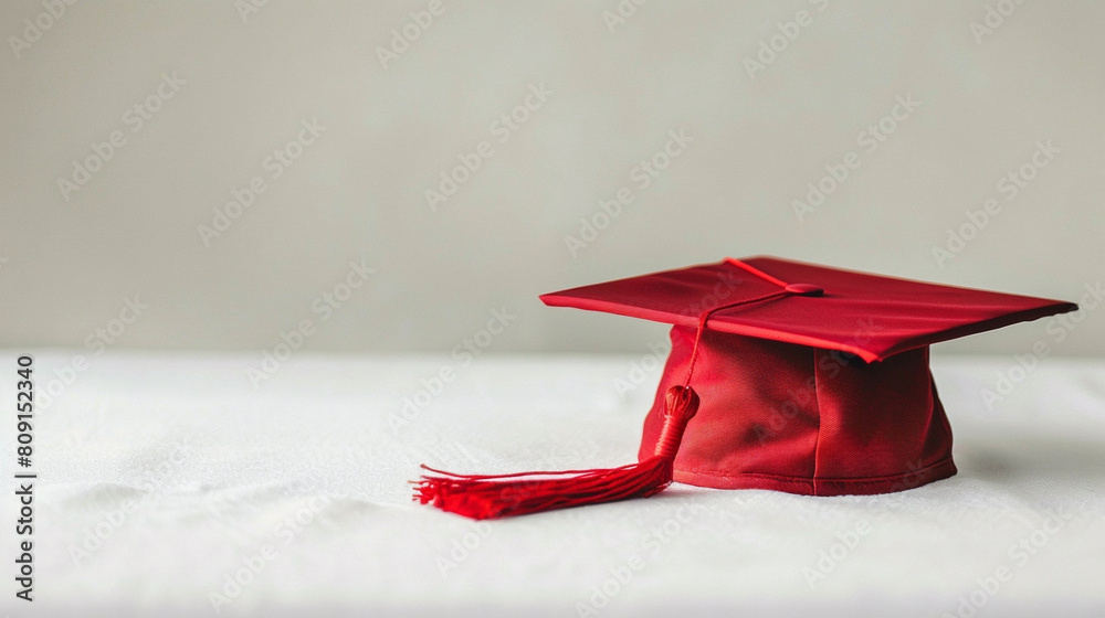Graduation cap maroon white background intelligence Stock Photo | Adobe ...