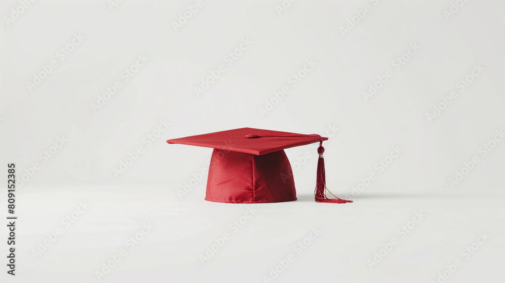 Graduation cap maroon white background intelligence Stock Photo | Adobe ...