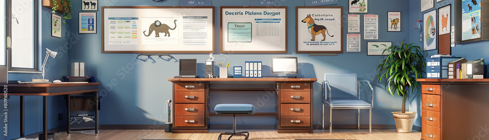 Veterinarian's Office Wall: Displaying animal care posters, vaccination ...