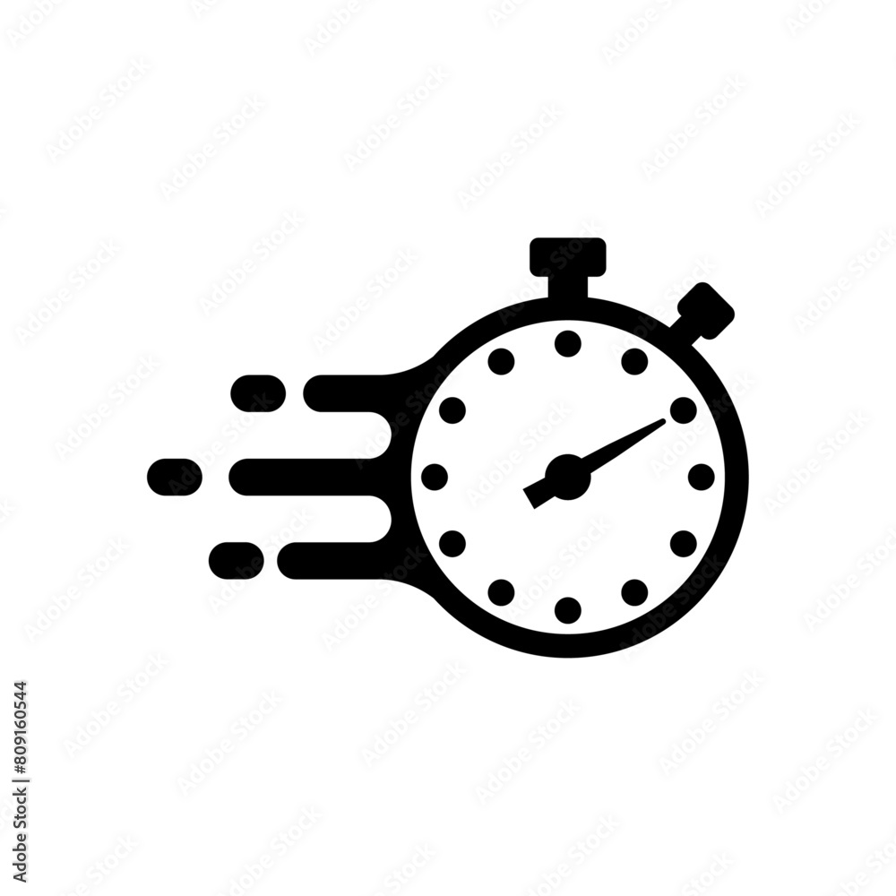 Fast time icon set. Instant clock delivery vector symbol in a black ...