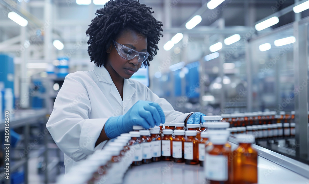 Black female pharmaceutical healthcare lab research assistant worker ...