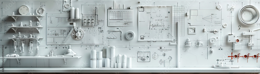Mechanical Engineer's Wall: Adorned with mechanical drawings, CAD ...