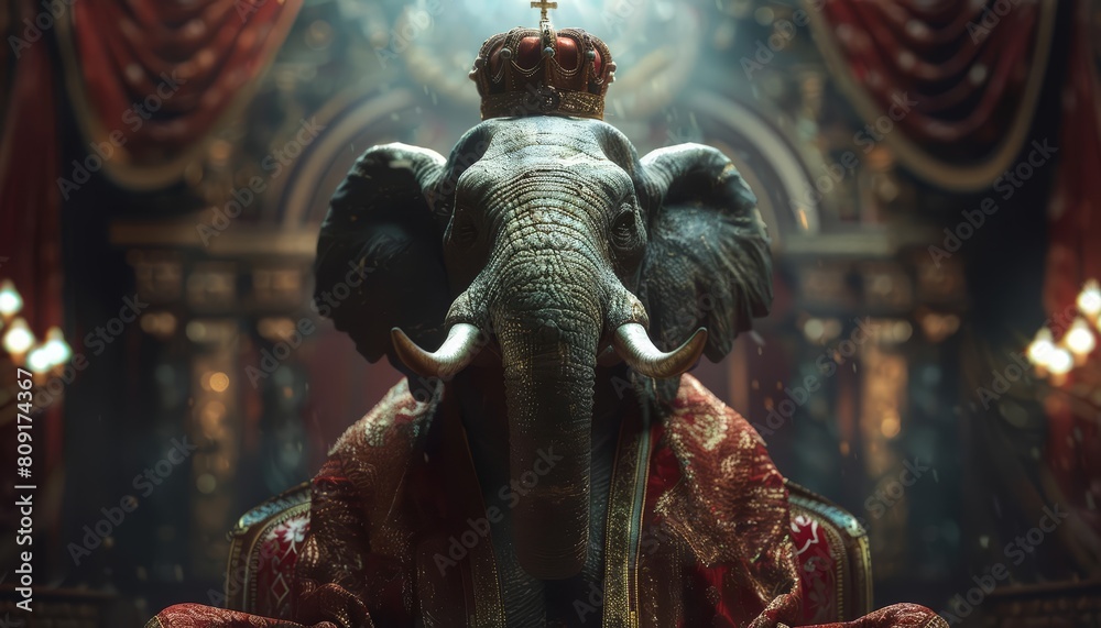Amazing of a keystone species, an elephant in a regal robe acting as a ...