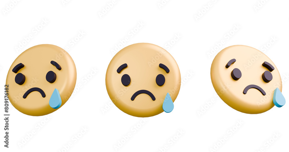 Dynamic 3D Sad Emoji: Expressive Render in 3 Angles for Social Media ...