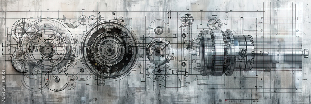 Mechanical Engineer's Wall: Covered in mechanical drawings, CAD designs ...