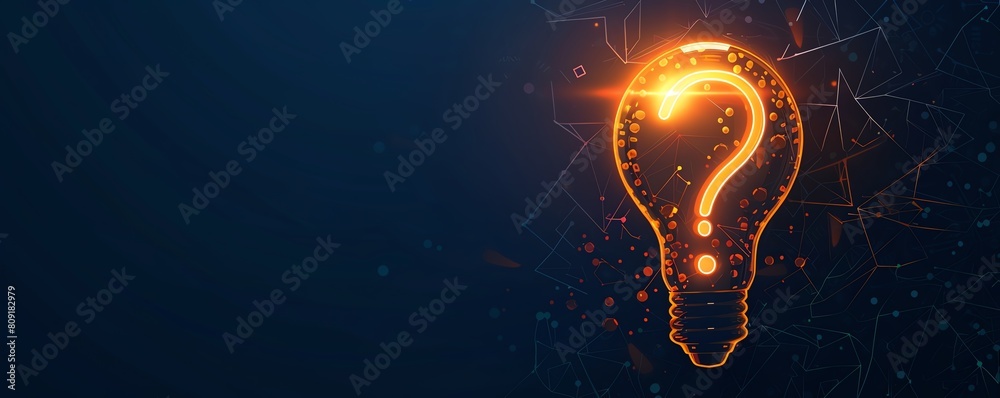 A stylized icon where the light bulbs contour morphs into a question ...