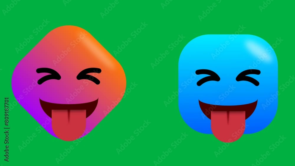 two animation of laughing emoji on green screen with seamless motion in ...