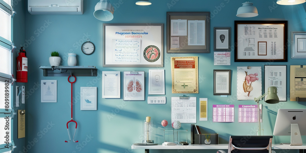 Doctor's Office Wall: Displaying medical diplomas and certificates ...