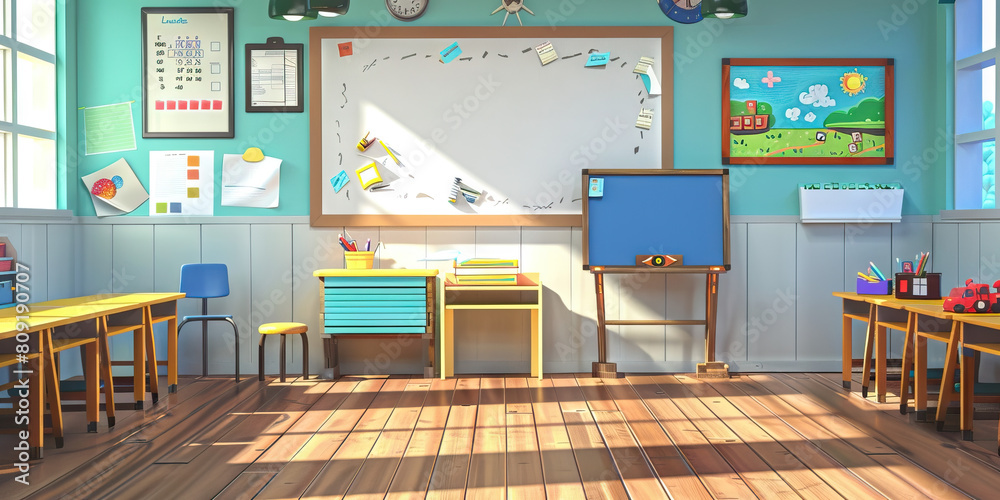 Teacher's Classroom Wall: Decorated with educational posters, student ...