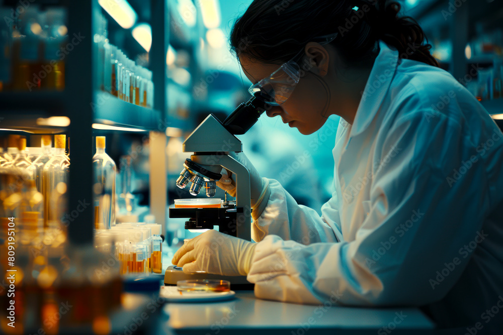 Cutting-edge Biotech Research: Scientist Examines Petri Dish Sample ...