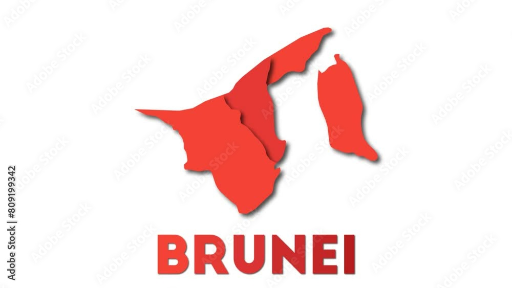 Brunei map showing regions. Animated country map with title. 4K ...