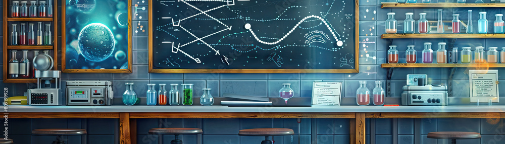 Molecular Biologist's Lab Wall: Featuring DNA structure models, cell ...