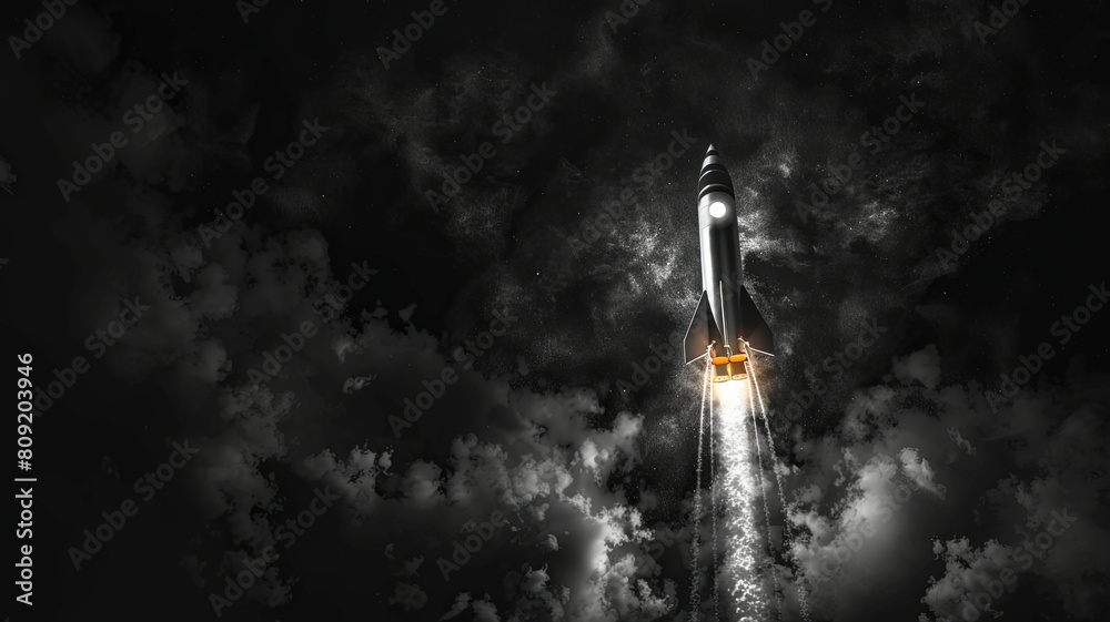 Rocket ascending through clouds in space - An evocative image of a ...
