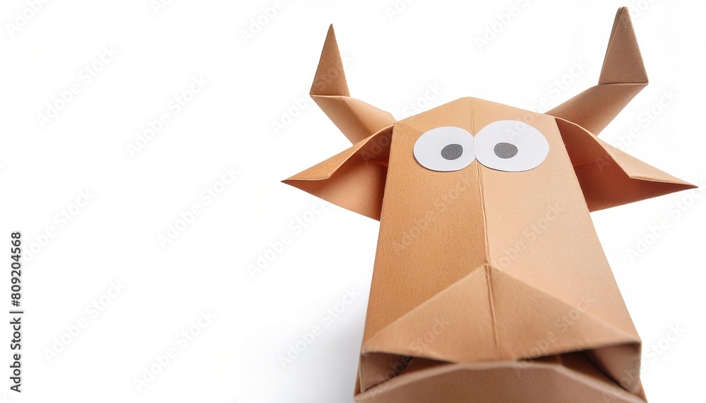 Animal concept origami isolated on white background of a longhorn or ...