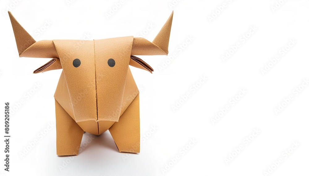 Animal concept origami isolated on white background of a longhorn or ...