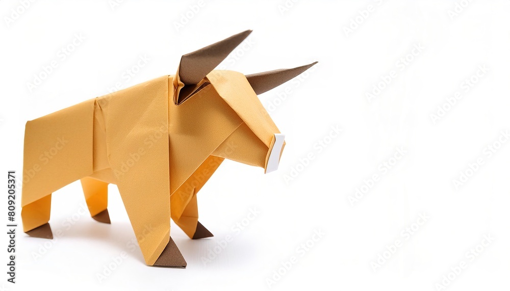 Animal concept origami isolated on white background of a longhorn or ...