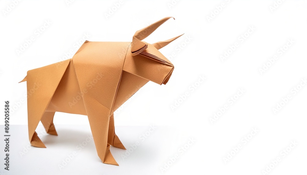 Animal concept origami isolated on white background of a longhorn or ...