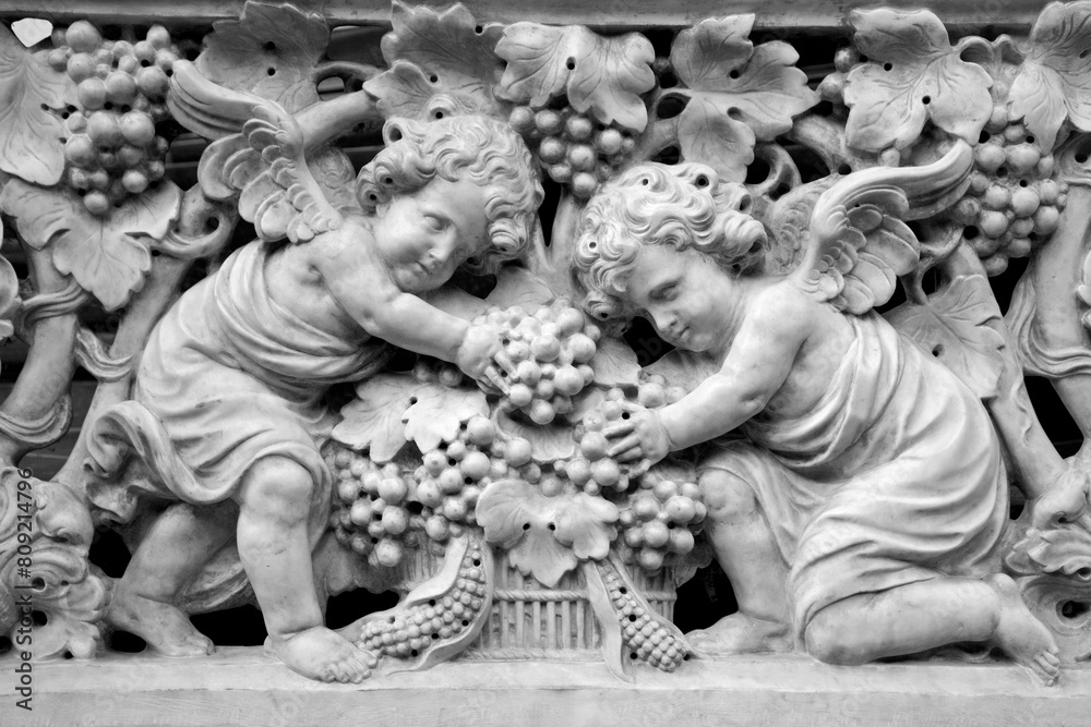 Poster GENT - JUNE 23: The baroque Relief of engels with the grape ...