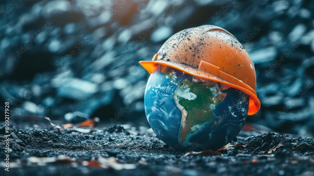 World Day for Safety and Health at Work concept.The planet Earth and ...