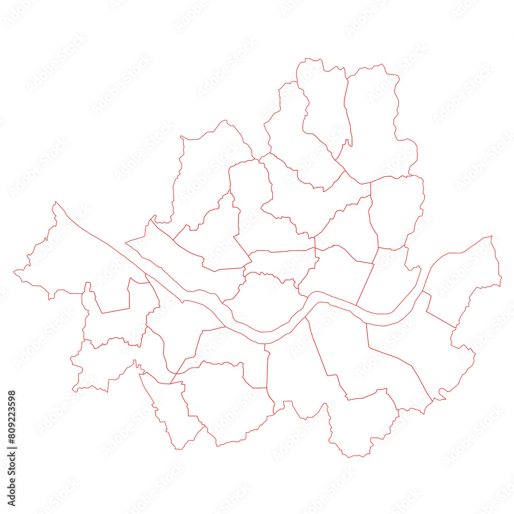 Seoul outline map. Seoul City gu or districts map, administrative map ...
