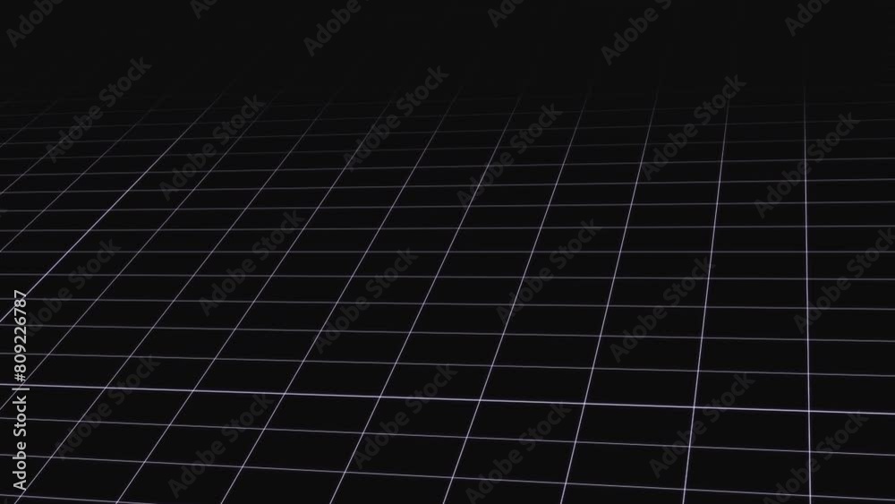 Grid, floor, motion, on black background, camera view motion design, 4k ...