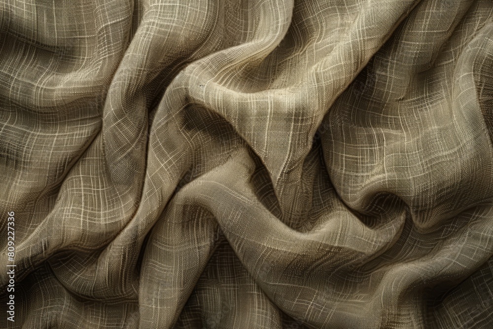 Detailed close-up of a tan fabric texture with visible fibers and ...