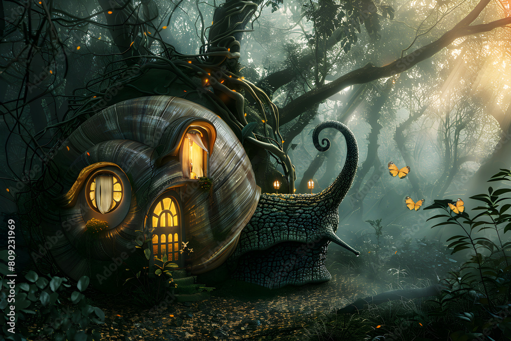 Foto de Fantastical Snail House in an Enchanted Forest - A Surrealist ...