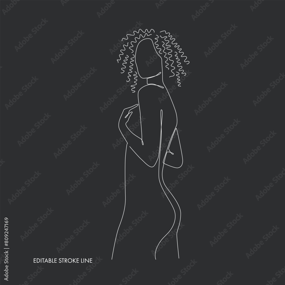Woman body one single continuous line silhouette. Vector stock ...