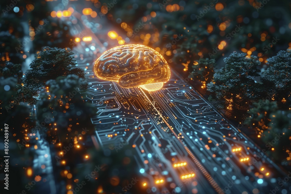 Concept image of a brain computer interface being used in a smart city ...