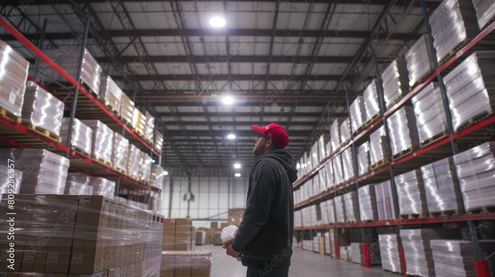 Professional warehouse worker checking and inspecting product quality ...