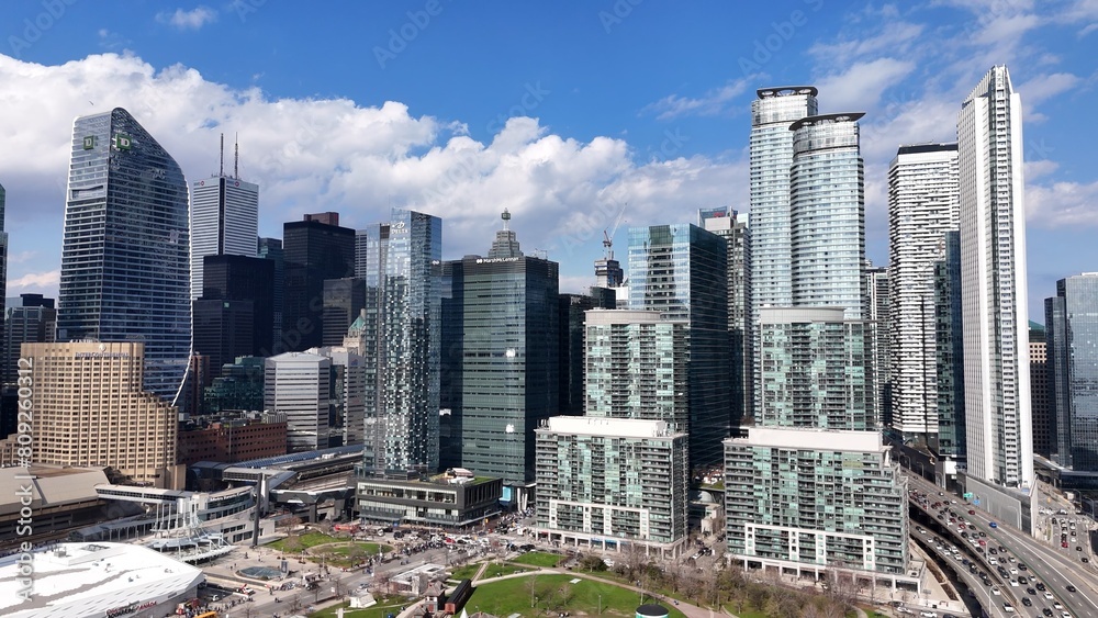 The high-rise office buildings in Toronto Canada aerial view - TORONTO ...