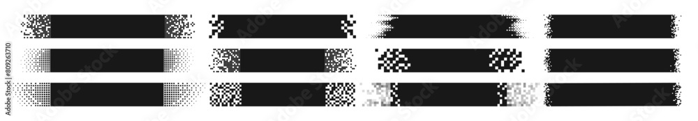 Abstract pixel background. Horizontal title tags with pixels. Header ...